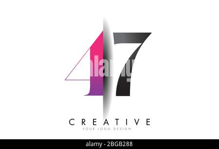 47 4 7 Number Logo Design with a Creative Cut and Black Circle ...