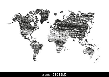 World map Detail Vector Line sketch Up Illustrator, EPS 10 Stock Vector ...