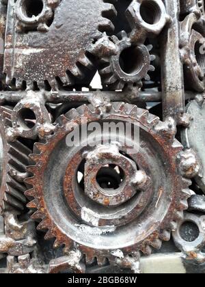 Old, worn, rough mechanical gears made of rusty metal. Design ...