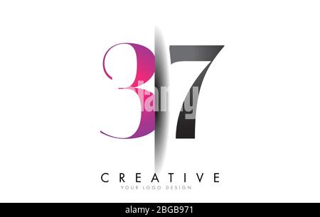 37 3 7 Number Logo Design with a Creative Cut and Black Circle ...