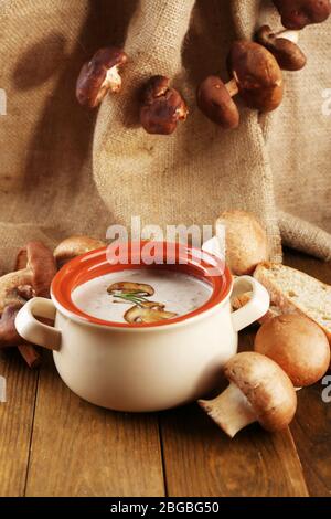 dried mushrooms, on a wooden table Stock Photo - Alamy