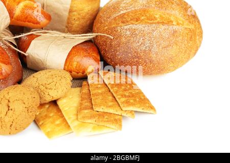 Tasty flour products isolated on white Stock Photo - Alamy