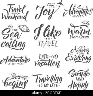 Inspirational slogan set, handwritten calligraphic quotes and phrases ...