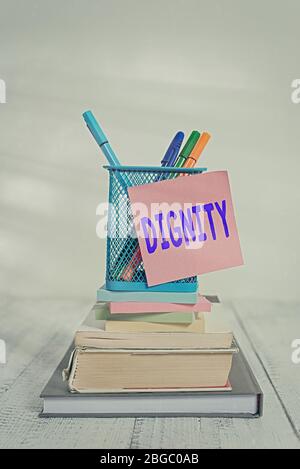 Handwriting text Dignity. Conceptual photo Quality Being worthy of ...