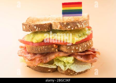 Sandwich LGBT lettuce, guacamole, bacon and tomato Stock Photo - Alamy