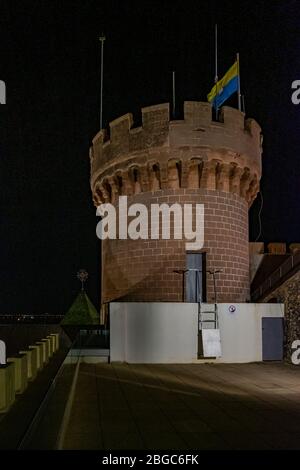 Castelldefels castle at night in Barcelona, Catalonia, Spain Stock ...