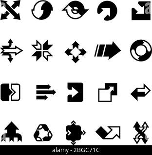 Complex business transition, transform arrows and paths vector icons ...