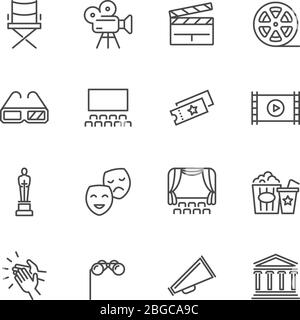 Theatre show icon, linear isolated illustration, thin line vector, web ...