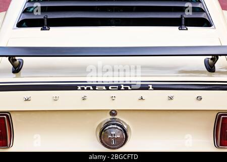 Automobiles / American made 1969 Ford Mustang Fastback; displayed at a ...