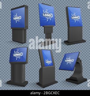 LCD display for outdoor advertising isolated on transparent background. Vector realistic ...