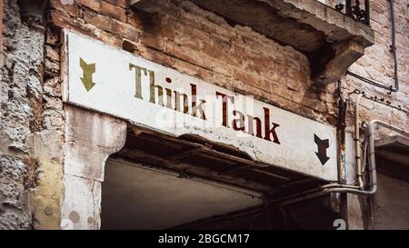 Street Sign the Direction Way to Think Tank Stock Photo - Alamy