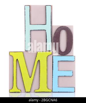 Print letters forming word home on white wood isolated Stock Photo - Alamy