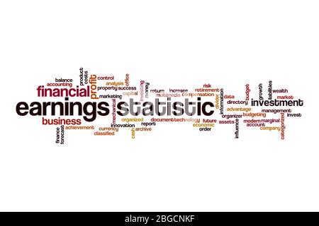 Earnings statistic word cloud concept on white background Stock Photo ...
