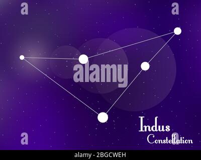 Indus (The Indian) constellation, vector illustration with basic stars ...