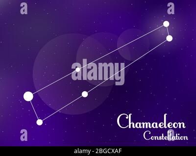 Chamaeleon (The Chameleon) constellation, vector illustration with ...