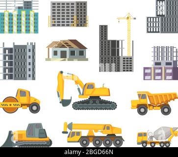 Unfinished house construction. Vector cartoon illustration of ...