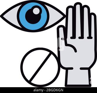 do not touch eye icon. forbidden sign hand touch eye . epidemic ...