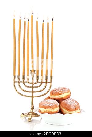 jewish holiday Hanukkah Festive composition for Hanukkah on dark ...