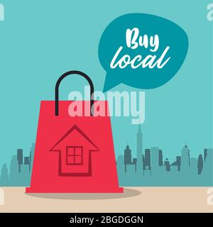 buy local poster with shopping bag Stock Vector Image & Art - Alamy