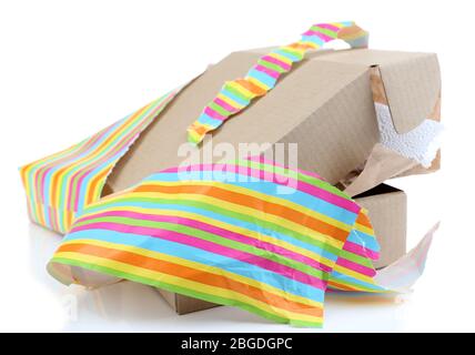 Unwrapped gift box isolated on white Stock Photo - Alamy