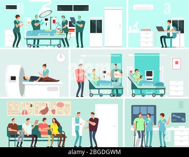 Cartoon hospital room. Medical interiors, doctor office and surgery ...