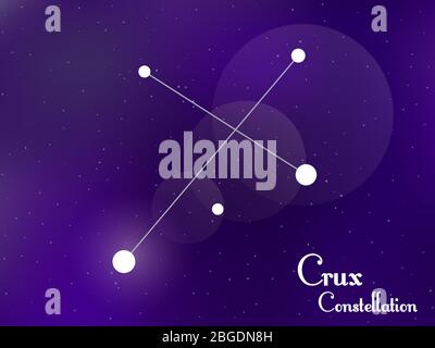 Crux constellation. Starry night sky. Zodiac sign. Cluster of stars and ...