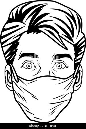 businessman head using face mask pop art style Stock Vector Image & Art ...