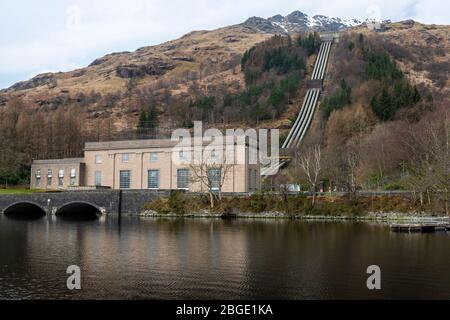 Sloy Power Station (Category A listed building), part of the Loch Sloy ...