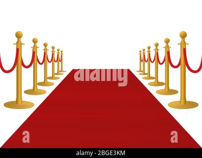 Barriers with red rope. Red carpet event enterance gate. VIP zone ...