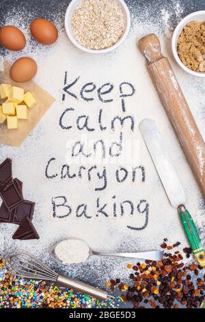 I Love Baking written in flour on a table Stock Photo - Alamy