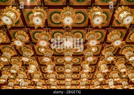 The ceiling pattern of a traditional Chinese Temple. Shot in the Summer ...