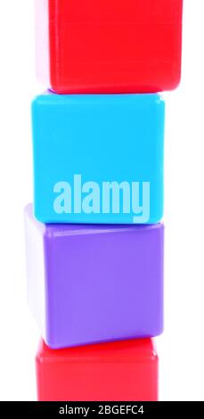 Plastic colorful cubs isolated on white Stock Photo - Alamy