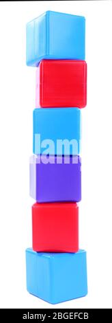 Plastic colorful cubs isolated on white Stock Photo - Alamy