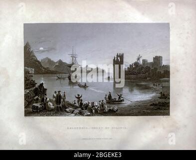 An engraved Illustration of sails and sailing ships, early 1900's Stock ...