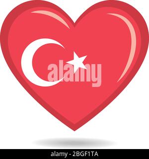 National flag of the Turkey in the shape of a heart and the inscription ...