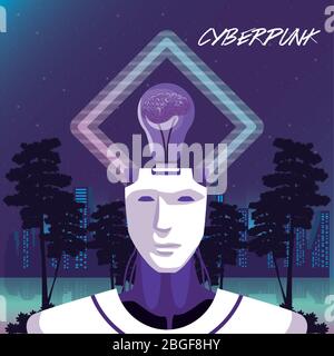 cyber punk poster with humanoid robot Stock Vector Image & Art - Alamy