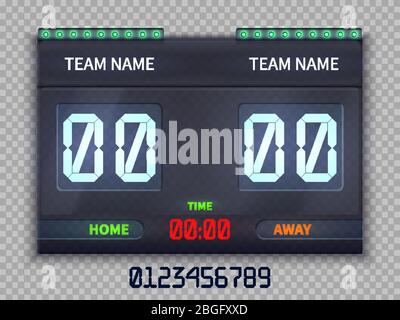 Soccer scoreboard. Football match score and goal statistic table ...