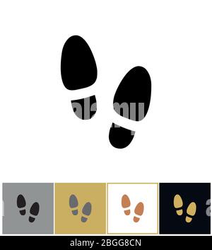 Footstep black silhouette, bootprint isolated on white background. Grunge track, symbol cartoon ...