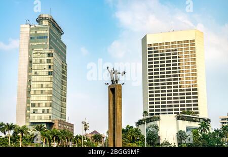 Welcome statue in Downtown of Jakarta - the capital of Indonesia Stock ...