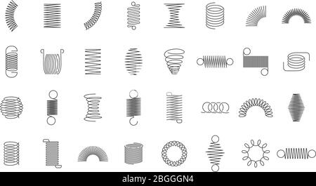 Flexible springs. Coil shape metal flexible wire set, spiral ...