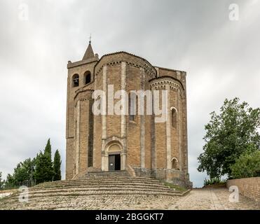 The triangular main piazza of Offida Village, one of the finest ...