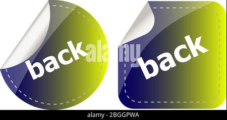 back word on stickers button set, label Stock Photo - Alamy