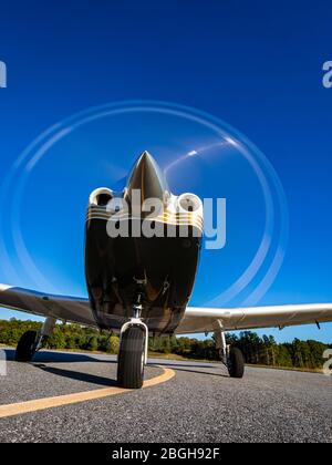 Propeller disc of a Piper Archer airplane, captured in late afternoon ...