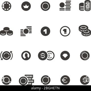 Stack of treasure white flat icons on color rounded square backgrounds ...