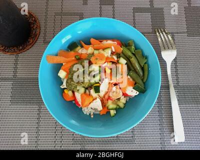 Cooked Healthy Seafood Meal with Rice and Lemon Slices Stock Photo - Alamy