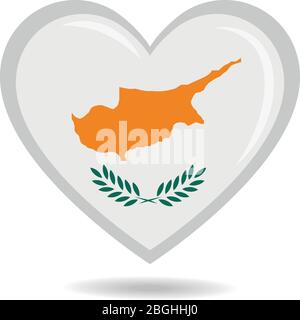 National flag of the Cyprus in the shape of a heart and the inscription ...
