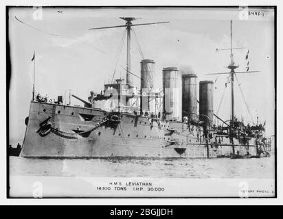 HMS LEVIATHAN: 14,100 Tons, IHP 30,000, Photograph shows the HMS ...