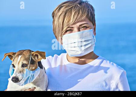 Dog wearing protective medical face mask on white background Stock ...