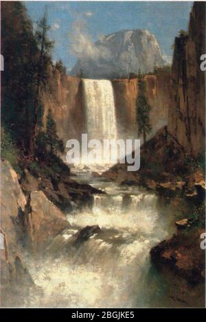 'Vernal Falls, Yosemite' by Thomas Hill depicts the iconic waterfall in ...