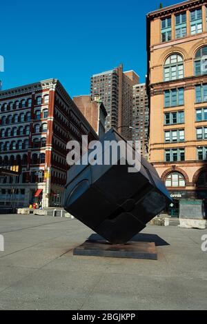 The Alamo, Cube sculpture in Astor Place, NYC Stock Photo - Alamy